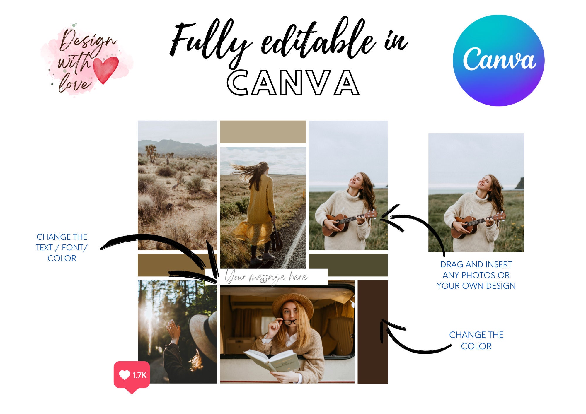 Instagram Post Photo Collage Square Template - 6 Different Layout - Etsy
