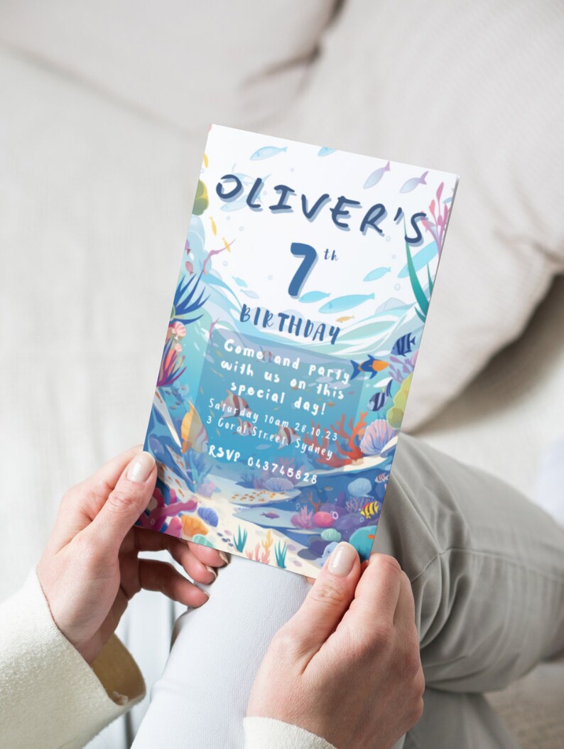 EDITABLE Ocean Birthday Card Instant Download Kids - Etsy Australia