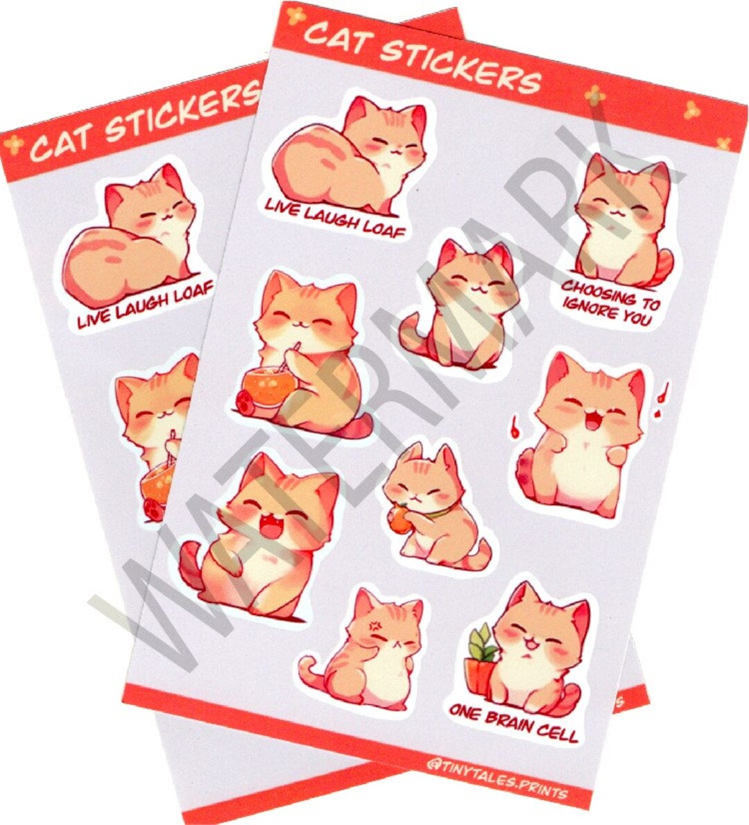 Cute Cat Sticker Sheet I Chibi Cat Stickers Planner Sticker - Etsy