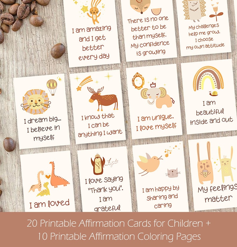 Printable Affirmation Cards for Kids + 10 Affirmation Coloring Pages ...