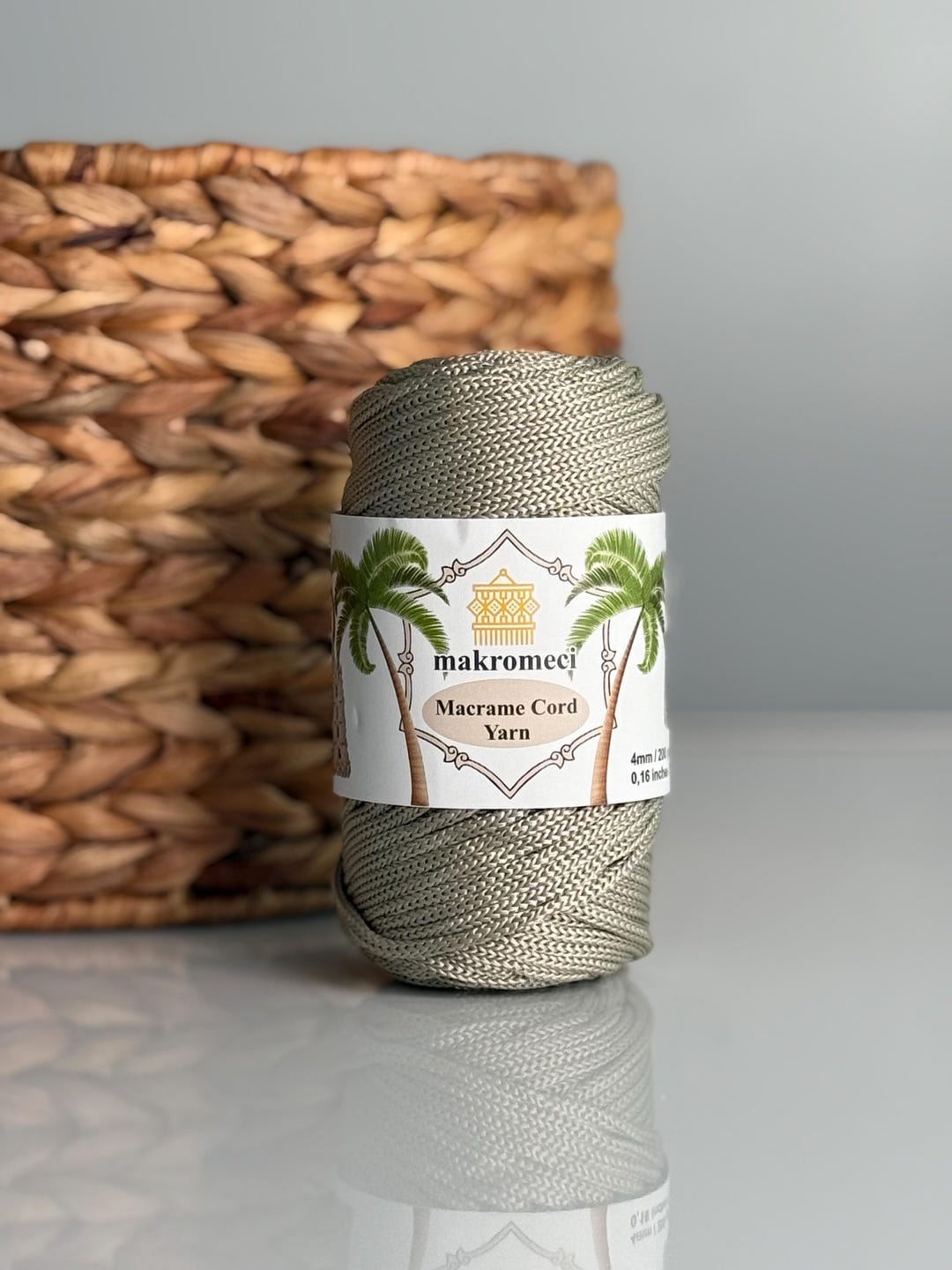 4mm Polyester Macrame Cord: Gray Yarn for Crochet Bags (200 Gr/55 Mt ...