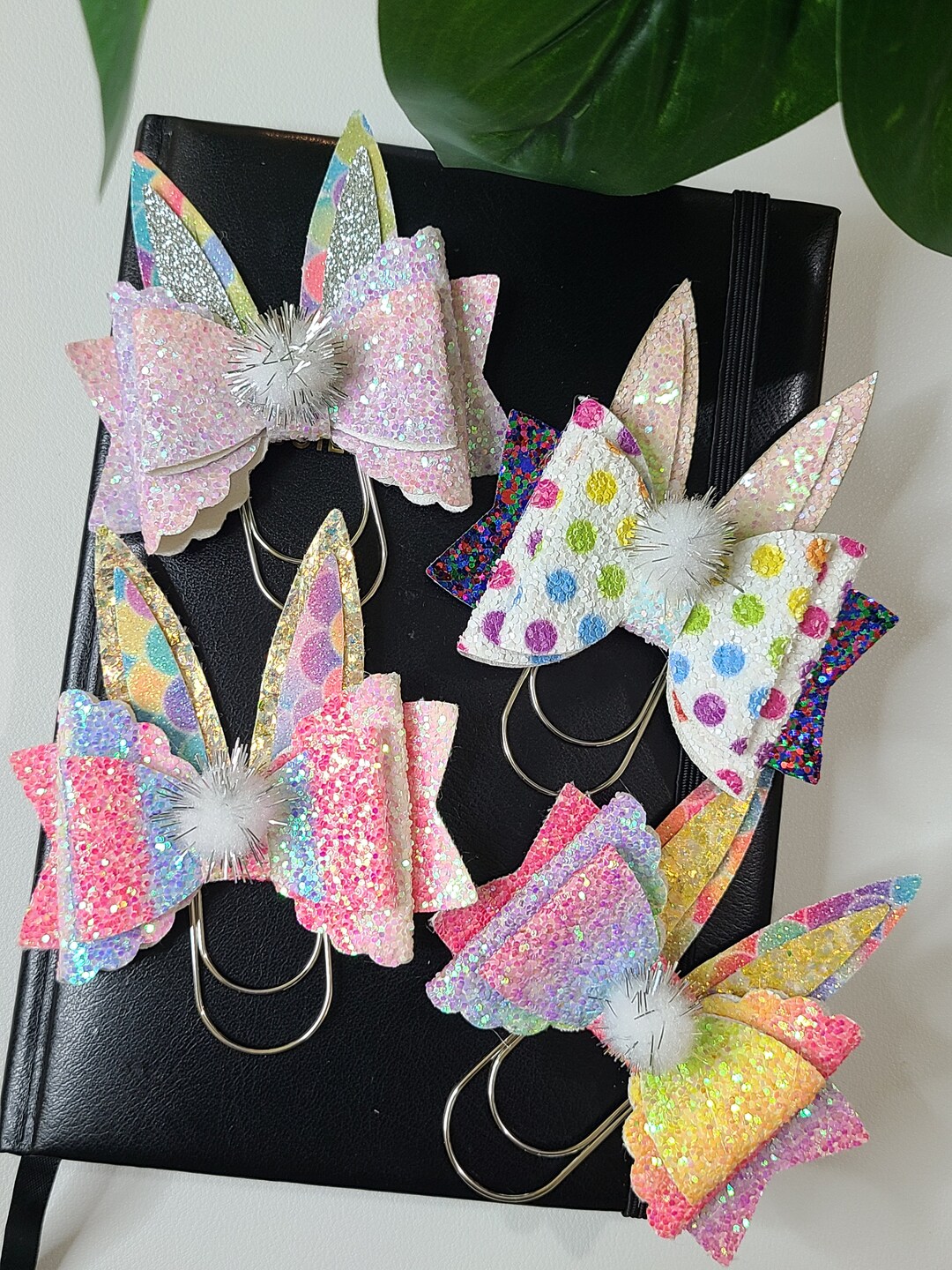 Glitter Bow Bunny Ear Planner Clip - Etsy