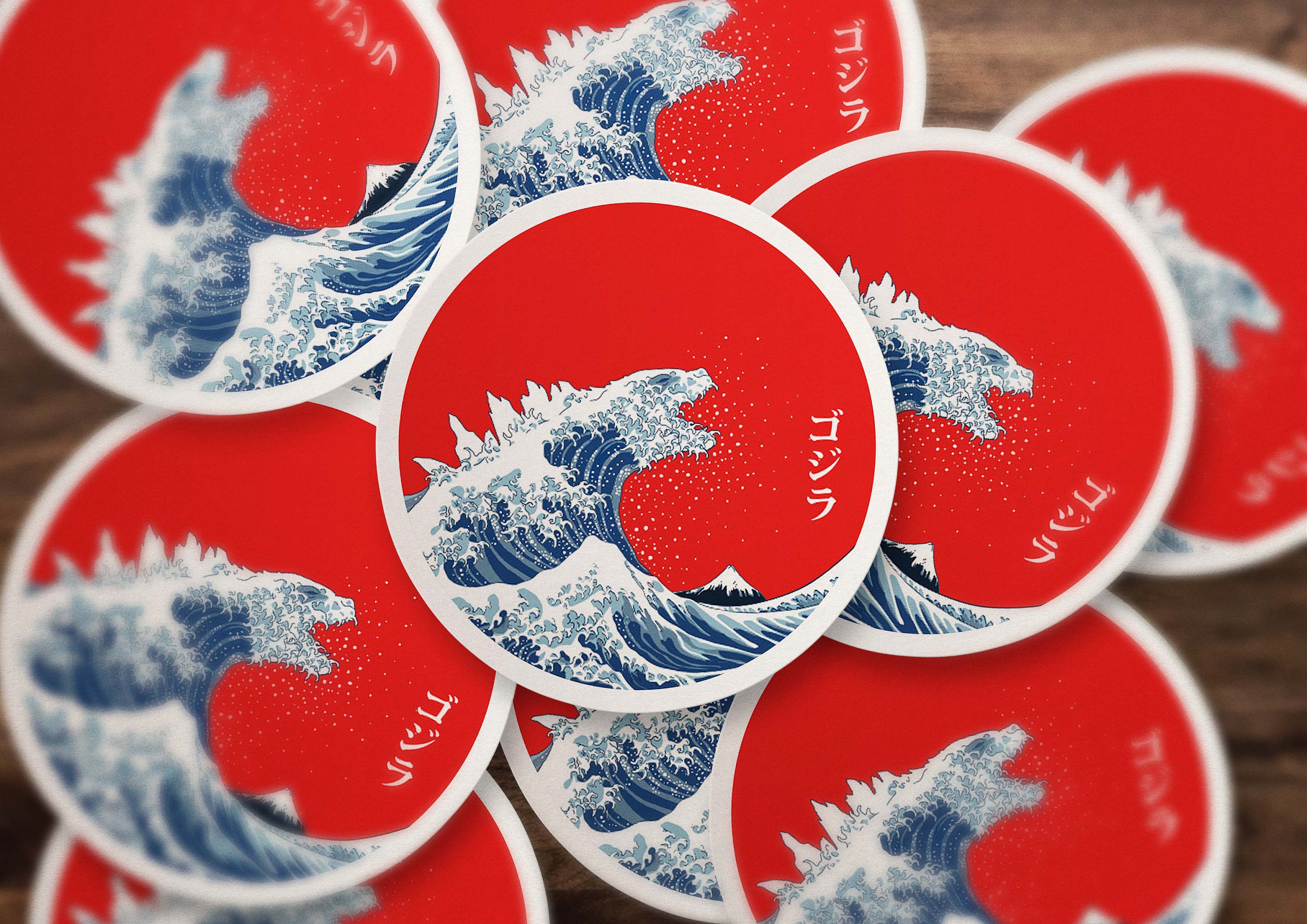 Godzilla in the Great Wave Sticker | Etsy
