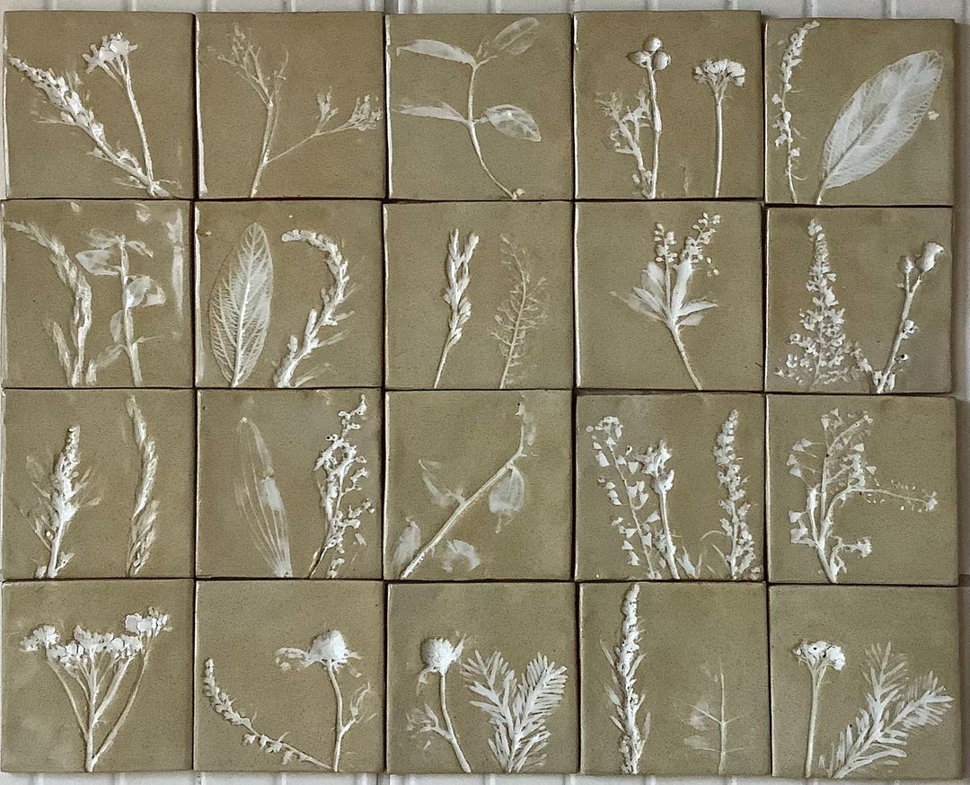 Tile Set “meadow at Dawn”, Tile Set, Handmade Ceramic Tiles, Natural ...
