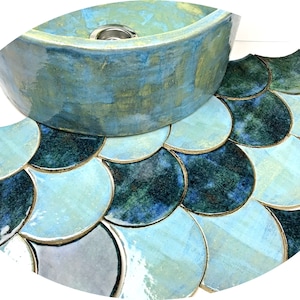 Tiles "playing Blue",handmade Ceramic Tiles, Green Multicolor ...