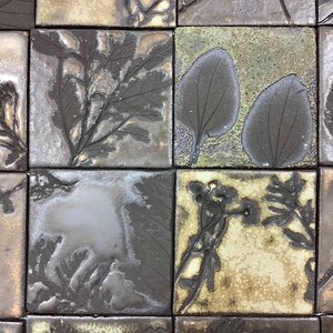Tile Set "night Meadow" , Handmade Ceramic Tiles, Plant Motif, Hand ...