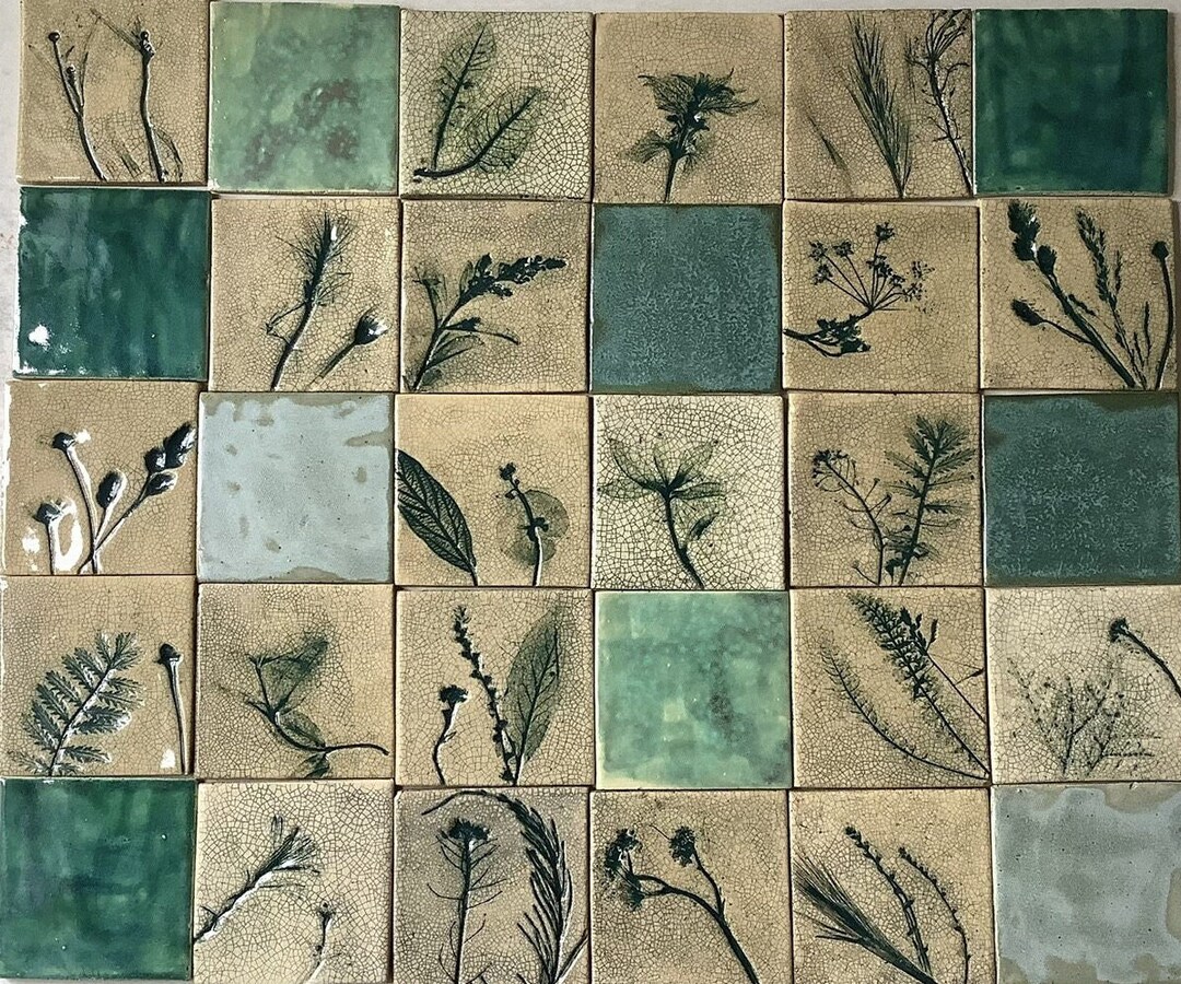 Tile Set “from a Country Cottage IV”, Handmade Ceramic Tiles, Natural ...