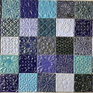 A Set of " in Blue" Tiles, Hand-made Ceramic Tiles, Hand-painted Tiles ...