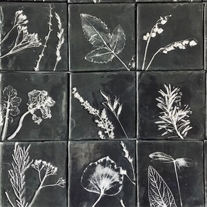 Tie Set "meadow at Night Ii", Tile Set, Handmade Ceramic Tiles, Natural ...