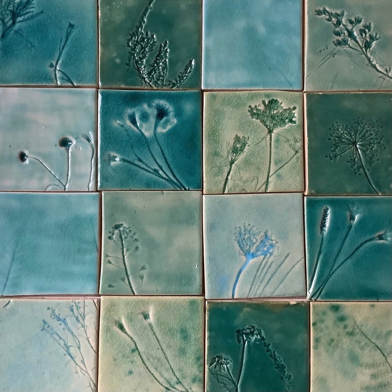 Tile Set Handmade Ceramic Tiles Hand-painted Tiles for - Etsy