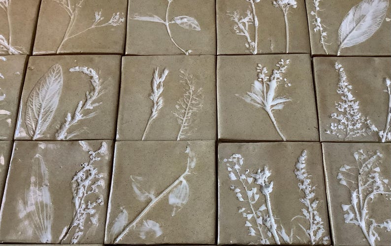 Tile Set “meadow at Dawn”, Tile Set, Handmade Ceramic Tiles, Natural ...