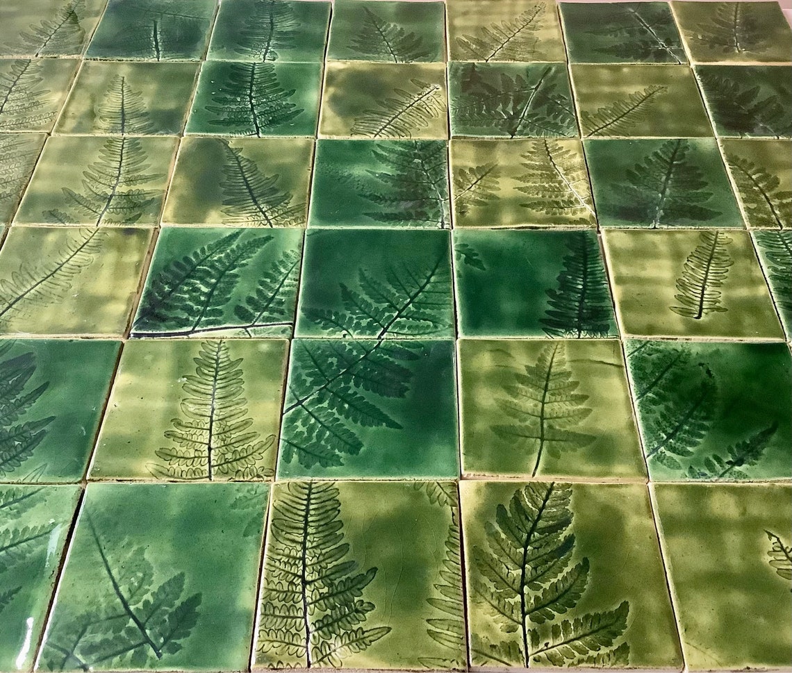 Tiles Set ferns Gardenhandmade Ceramic - Etsy