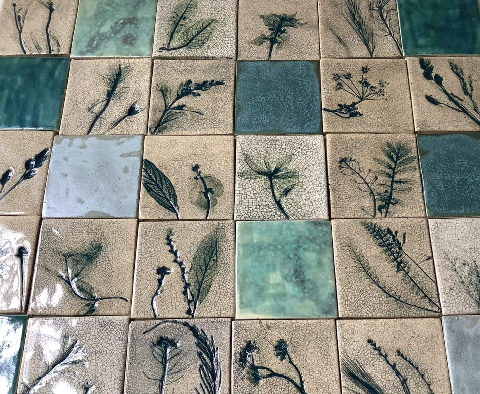 Tile Set “from a Country Cottage IV”, Handmade Ceramic Tiles, Natural ...