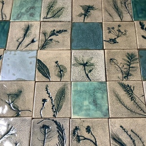 Tile Set “from a Country Cottage IV”, Handmade Ceramic Tiles, Natural ...