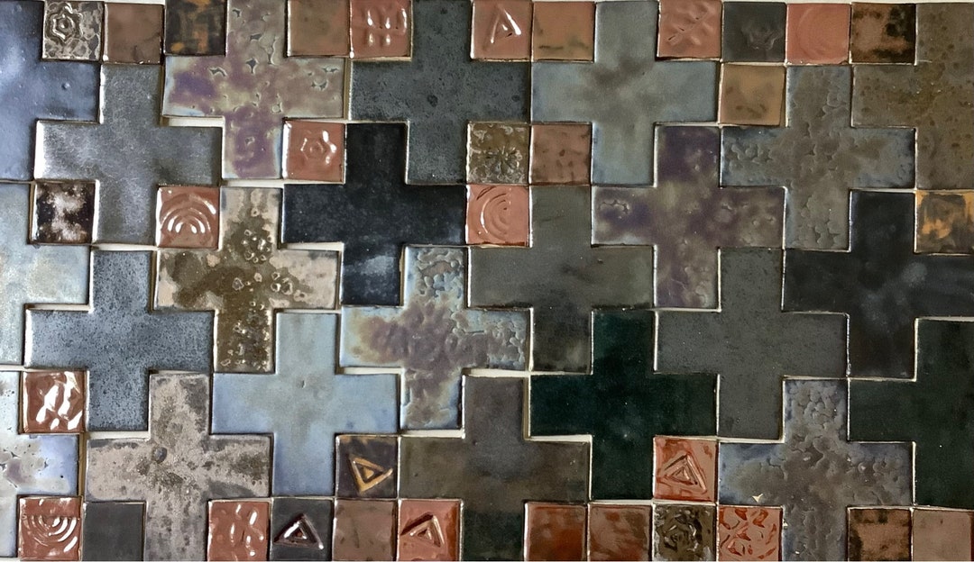 Tiles ""in the Forge",tiles,handmade Ceramic Tiles,black Multicolored ...