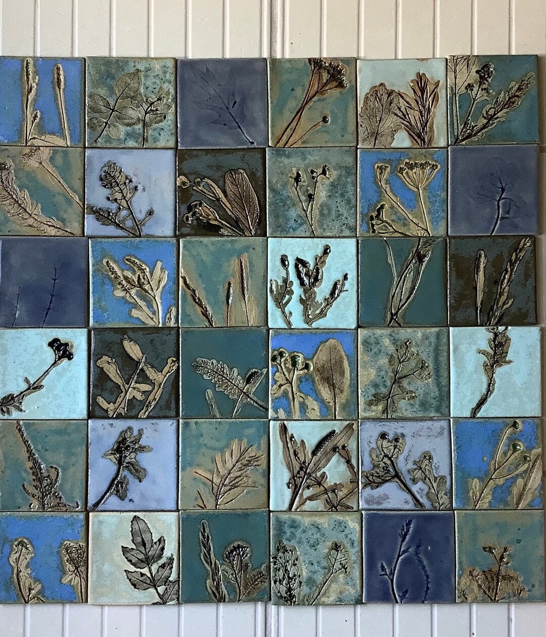 Tiles Set "secret Garden 36 Blue",handmade Ceramic Tiles,natural Clay ...