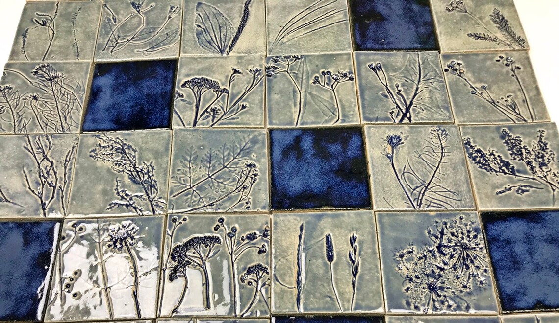 Tiles Set herbariumhandmade Ceramic Tilespale | Etsy