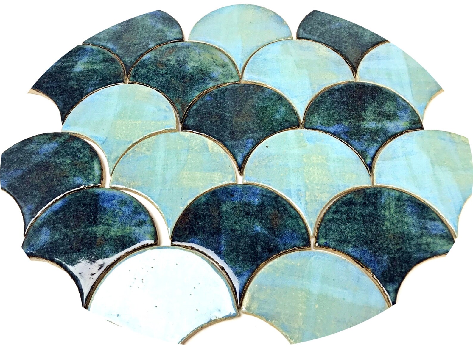 Tiles "playing Blue",handmade Ceramic Tiles, Green Multicolor ...