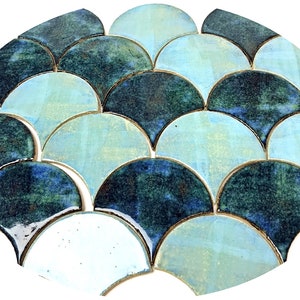 Tiles "playing Blue",handmade Ceramic Tiles, Green Multicolor ...