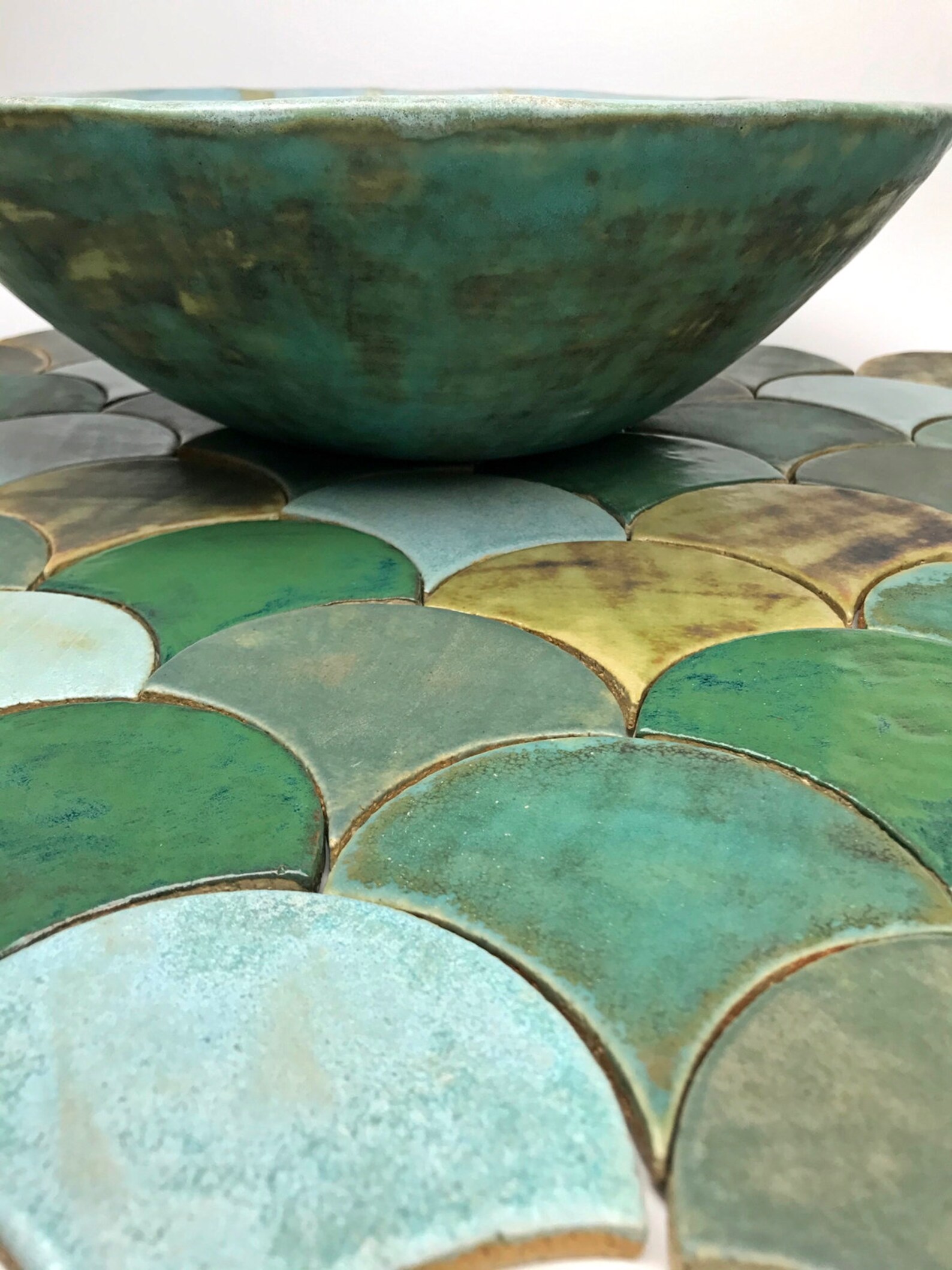 Tiles "playing Green",handmade Ceramic Tiles, Green Multicolor ...