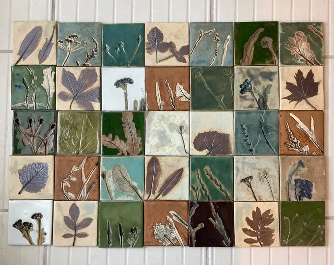 READY TO SHIP, Tiles Set secret Garden 35,handmade Ceramic Tiles ...