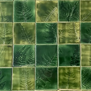 Tiles Set "fern’s Garden",handmade Ceramic Tiles,green Color,tiles ...