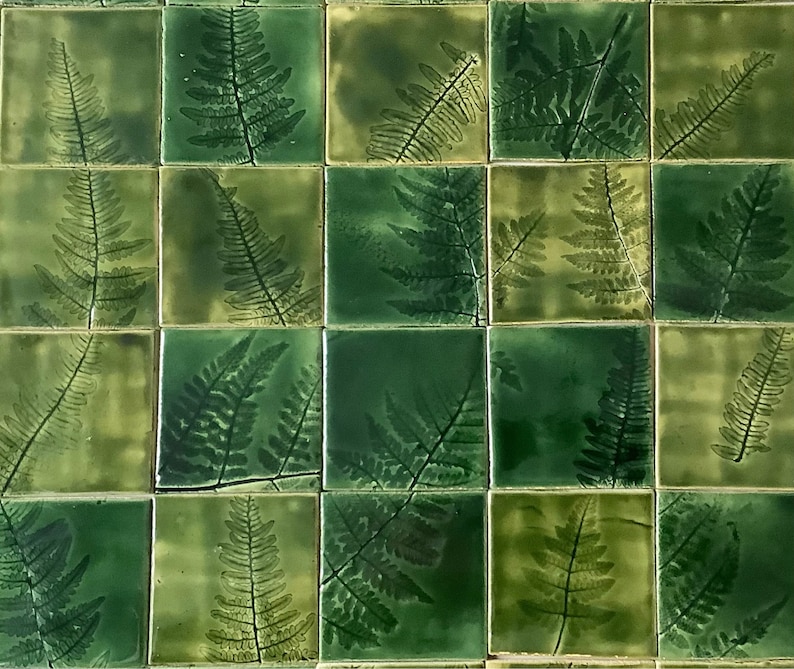 Tiles Set ferns Gardenhandmade Ceramic - Etsy