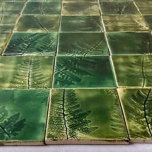 Tiles Set "fern’s Garden",handmade Ceramic Tiles,green Color,tiles ...