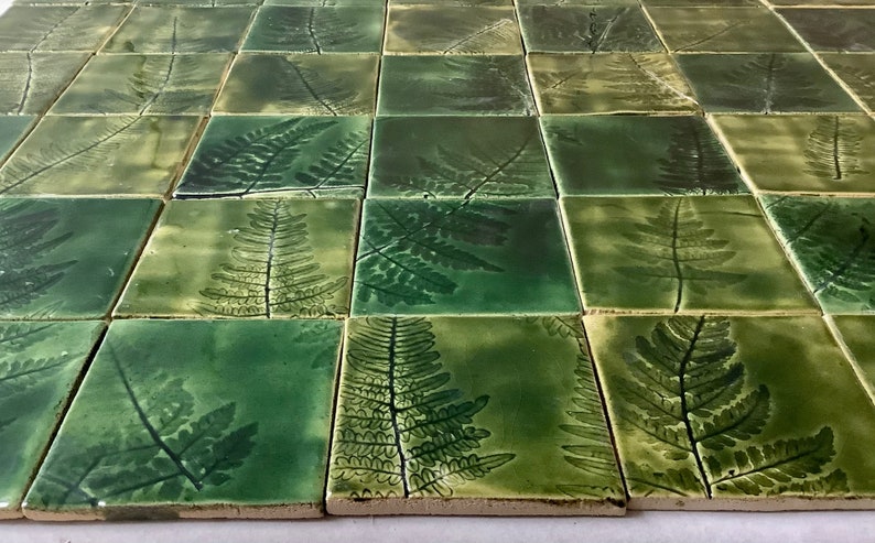 Tiles Set ferns Gardenhandmade Ceramic - Etsy