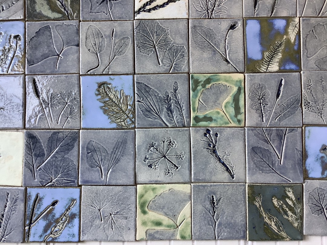 Tiles Set "secret Garden Ii",handmade Ceramic Tiles,pale Blue ...