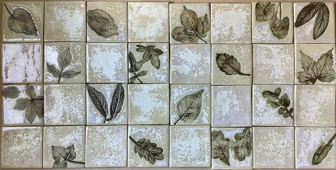 Tiles Set "porcelain Leaves",handmade Ceramic Tiles,handmade Tiles ...