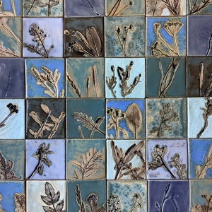 Tiles Set "secret Garden 36 Blue",handmade Ceramic Tiles,natural Clay ...