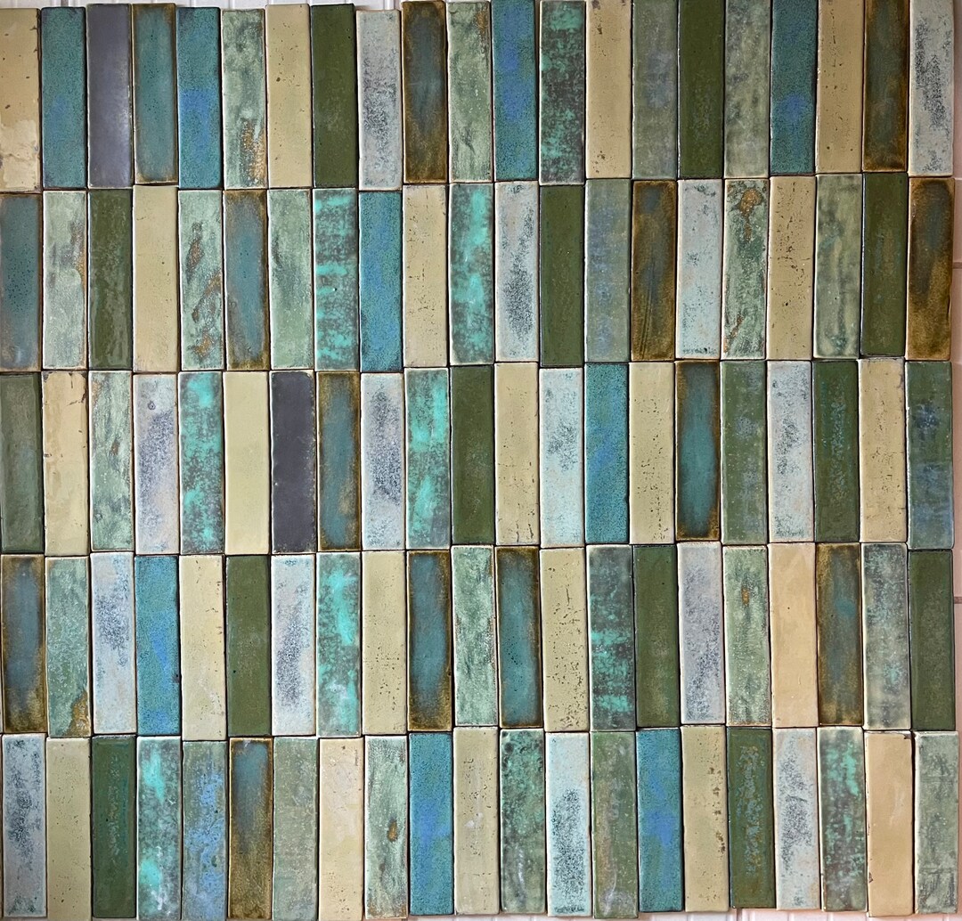 Ready to Ship! Tiles, Rectangular Tiles, Handmade Ceramic Tiles, Mint ...