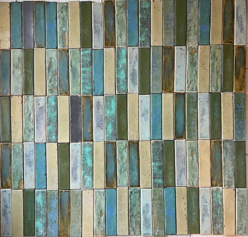 Ready to Ship! Tiles, Rectangular Tiles, Handmade Ceramic Tiles, Mint ...