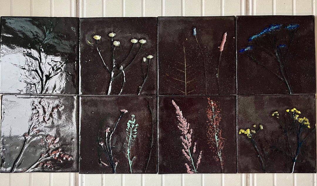 Tile Set "night", Tile Set, Handmade Ceramic Tiles, Natural Clay Color ...