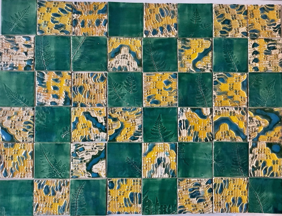 READY TO SHIP, Tiles Set "land of Lakes",handmade Ceramic Tiles,green ...