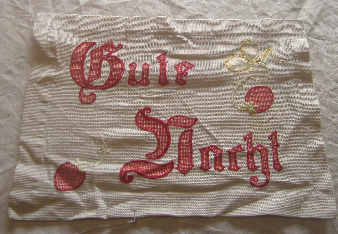 VINTAGE LINENS - Vintage German Red Work - Wall Hanging - Early 1900's ...