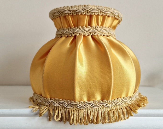 Vintage Midcentury Yellow Satin Fringe Tassel Trim Clip on Lampshade ...
