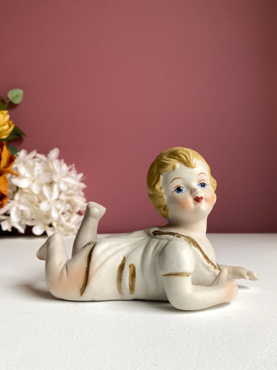 Vintage 1950s Bisqueware Porcelain Baby Figurine Ornament - Etsy