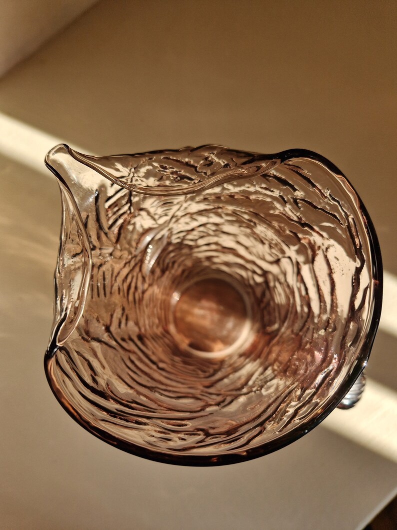 Vintage Mid-century Textured Glass Purple Pitcher and Matching Drinks ...