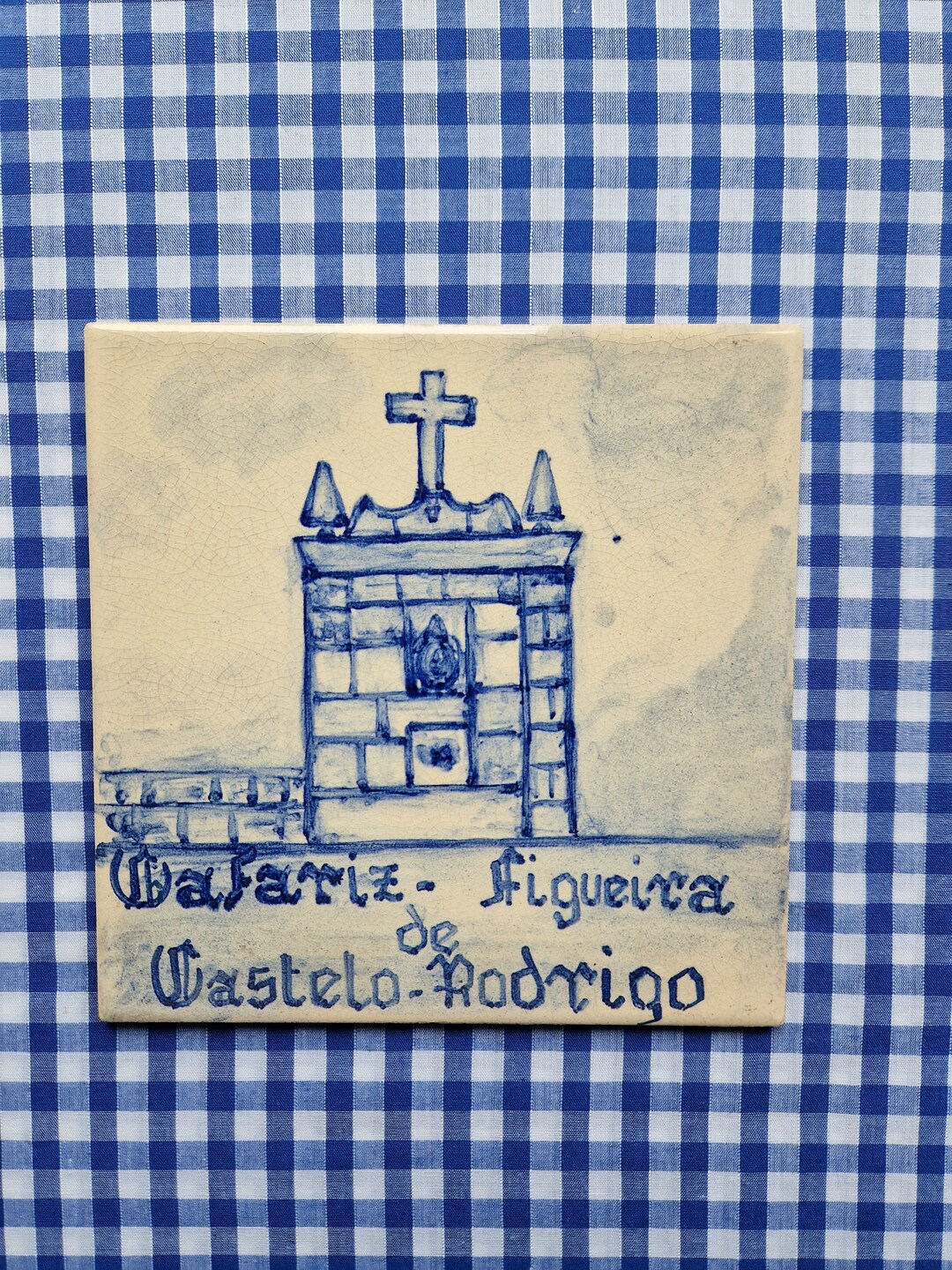 Vintage Portuguese Hand Painted Tile Tray Blue White De Castelo Rodrigo ...