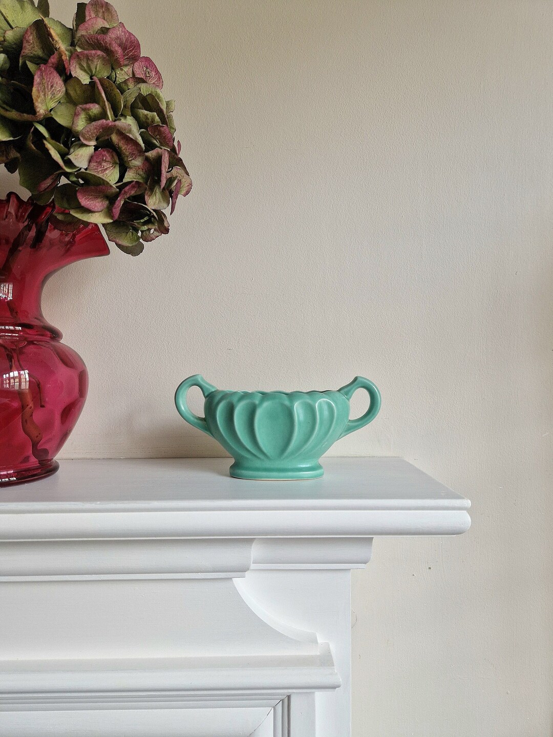 Vintage Art Deco 1950s Ceramic Porcelain Trophy Style Vase With Handles ...