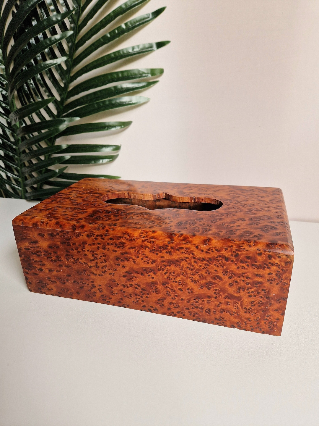 Vintage Mid-century Art Deco French Burl Wood Tortoise Shell Tissue Box ...