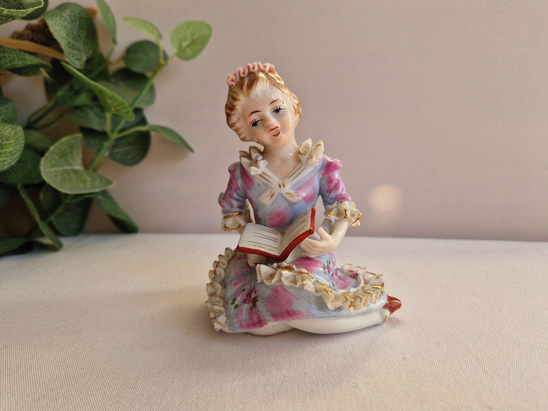 Midcentury Porcelain Girl Figurine Rococo Victorian Style Decor - Etsy