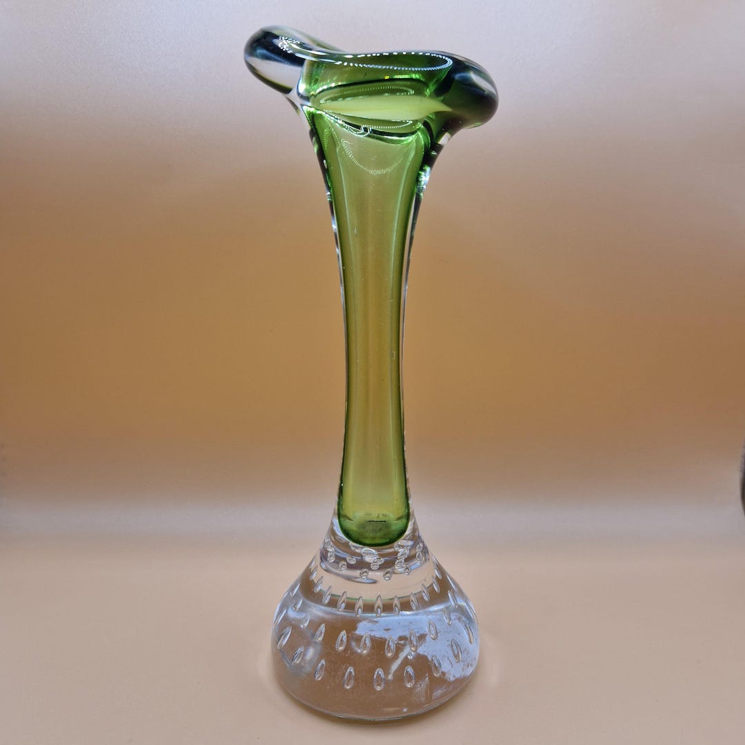 Green Midcentury Glass Posy Vase Aseda Bone Design - Etsy