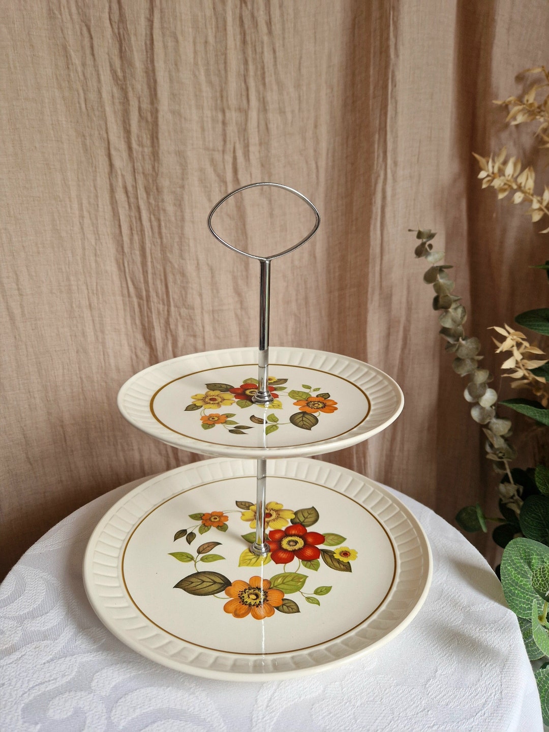 Vintage Mid-century Two Tier Cake Stand Royal Worcester Palissy ...