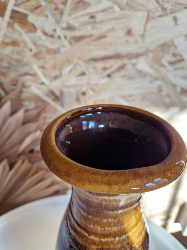 Vintage Mid-century West German Ceramic Pottery Vase Textured Brown ...
