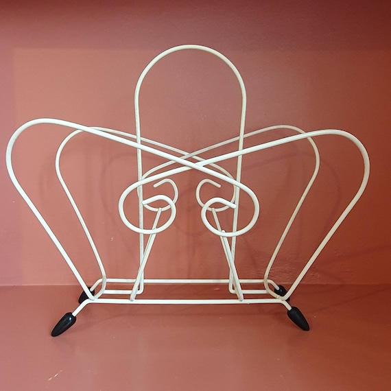 Vintage Atomic Era MCM White Magazine Rack | Etsy