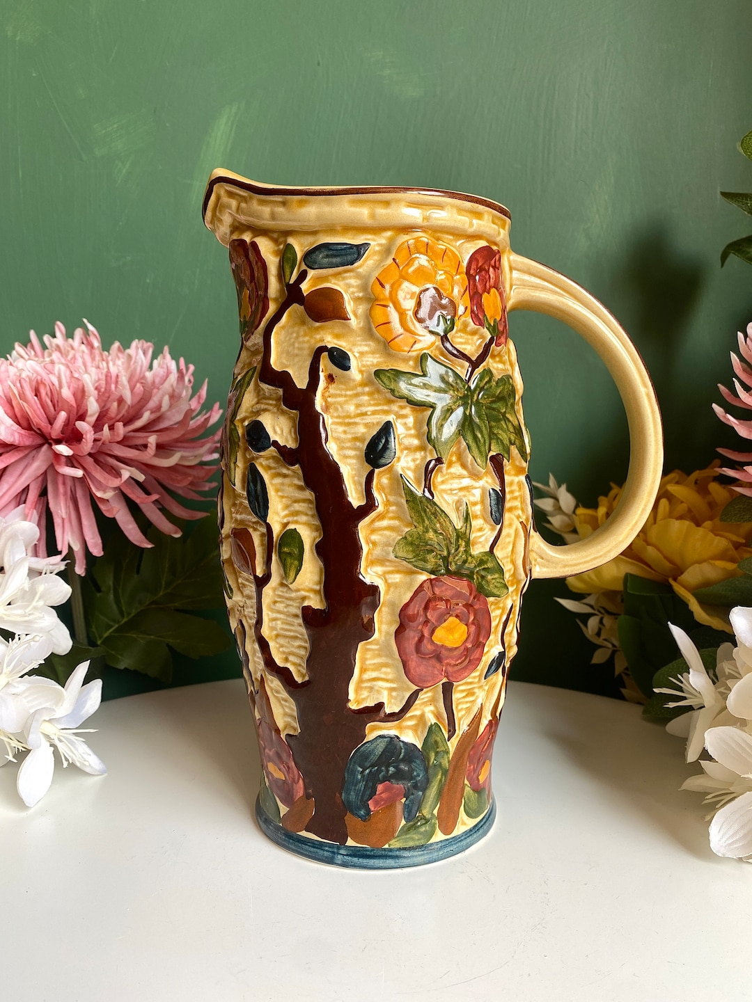 Vintage 1960's Ornate Textured Indian Tree Jug Vase by HJ Woods ...