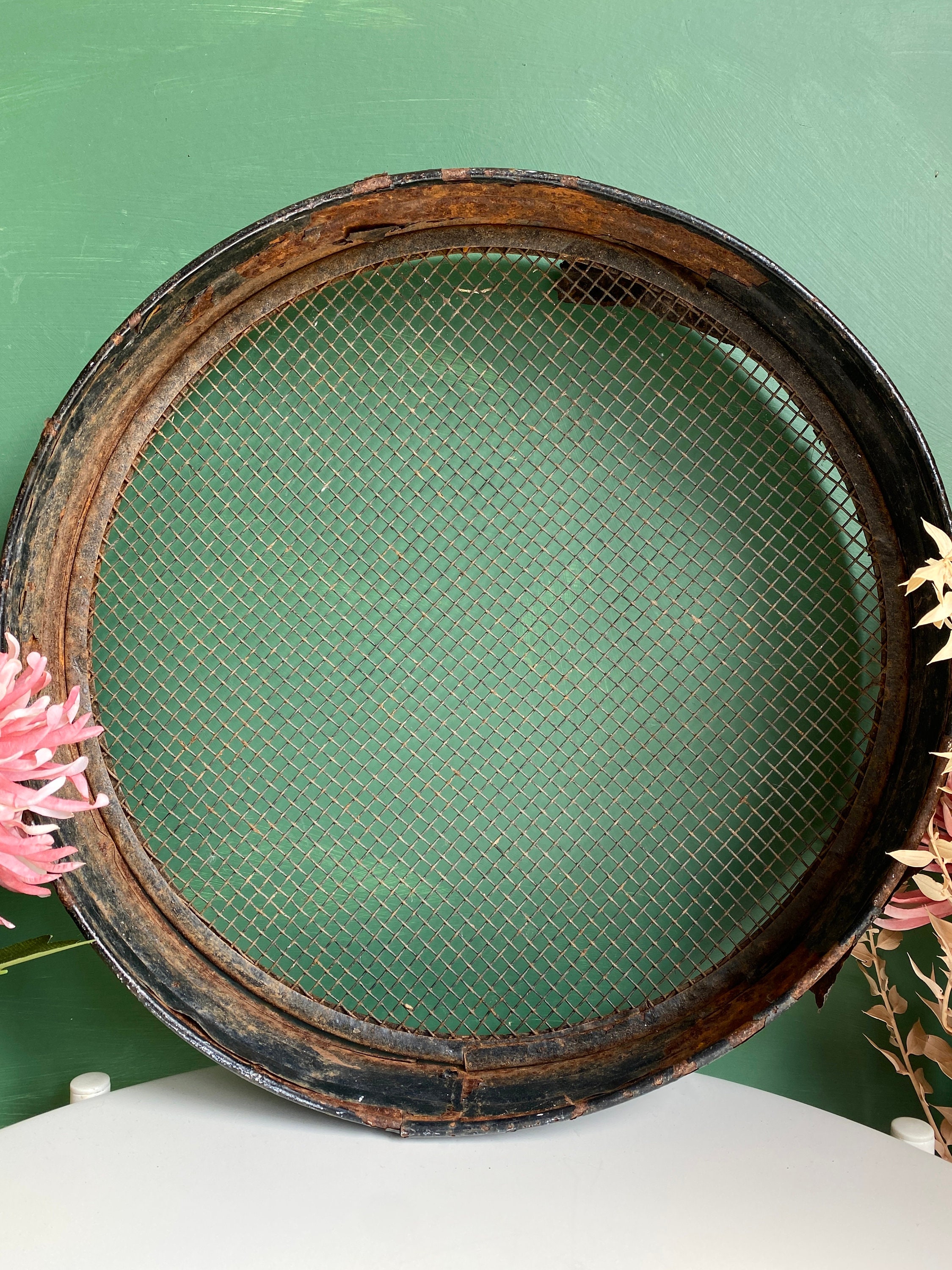 Antique Metal Sieve Farmhouse Kitchen Decor Rustic Cottage - Etsy